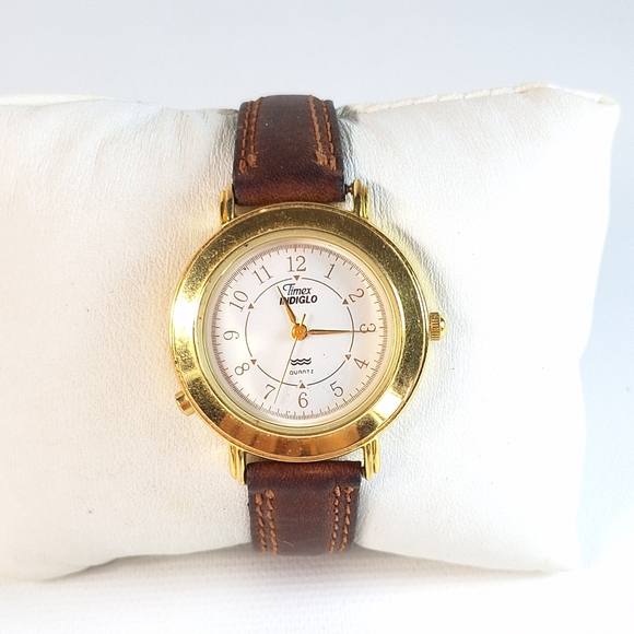 Timex | Accessories | Timex Indiglo Ladies Watch With Analog Display Genuine Leather Band New ...